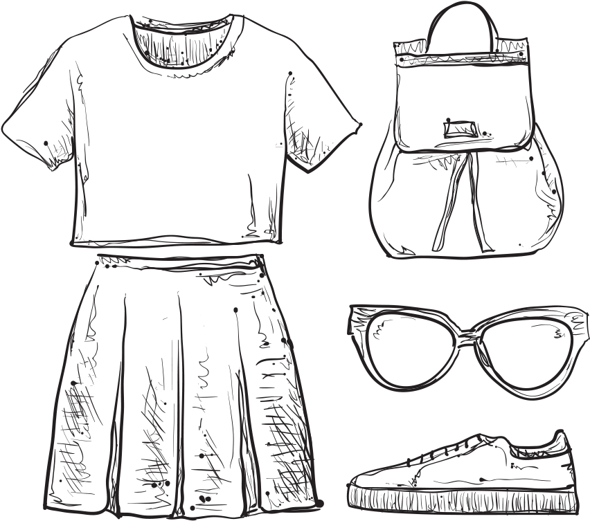 Download Sketch Clothing Backpack Royalty-free Pattern Dress - Shirt ...