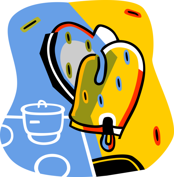 Download Vector Illustration Of Kitchen Oven Mitt Insulated - ClipartKey