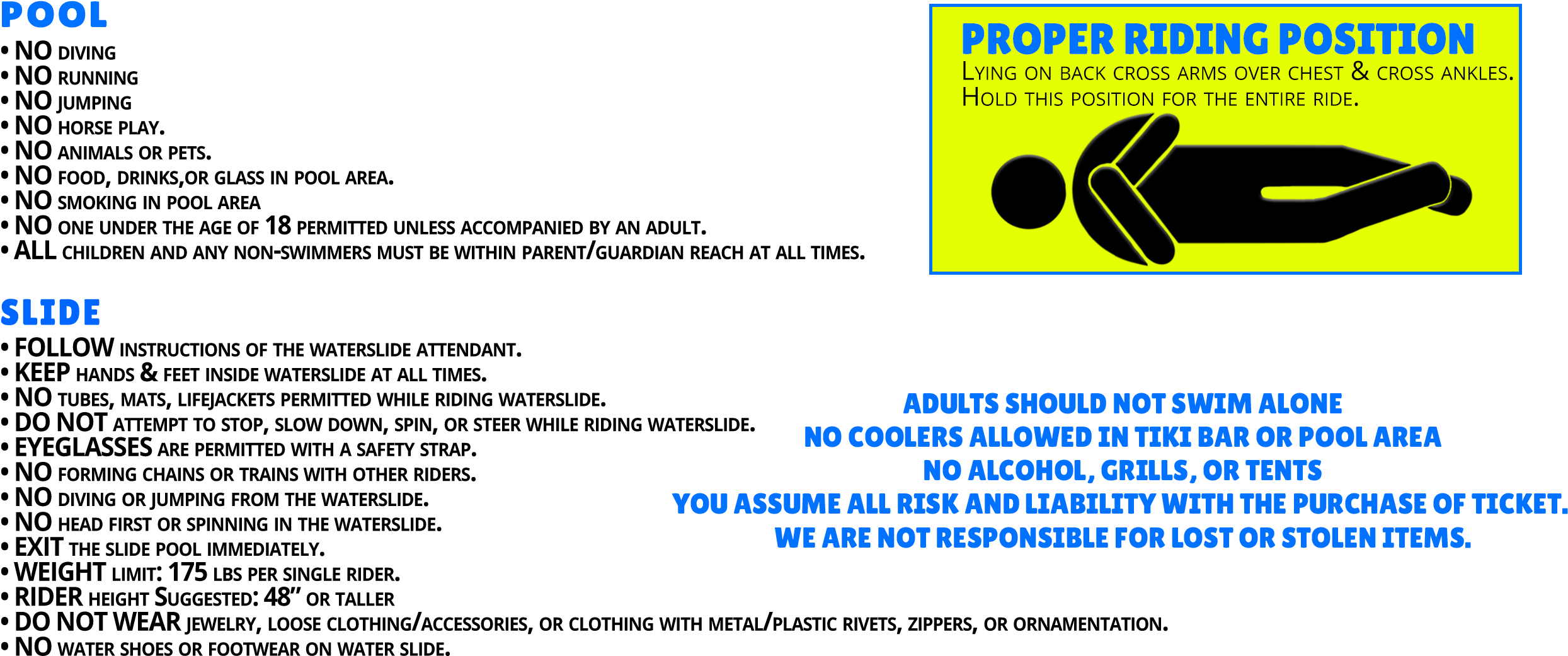 Download Park Rules - Water Slide Rules Sign - ClipartKey