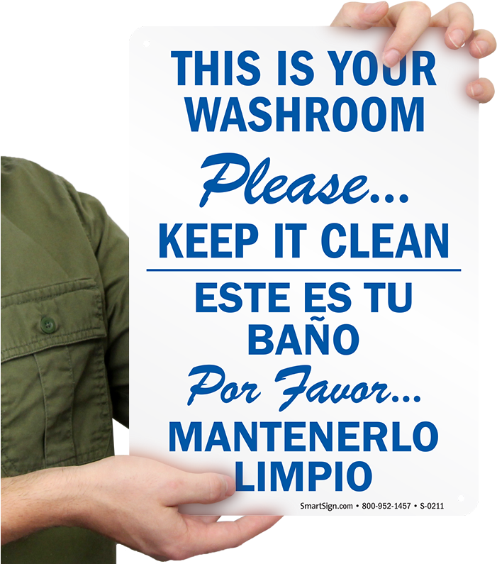 Download Bilingual Please Keep Washroom Clean Sign - Sign - ClipartKey