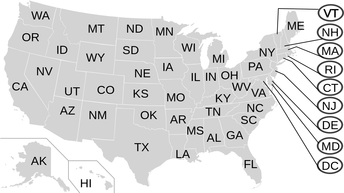 Download Usa States 2 Letters - ClipartKey