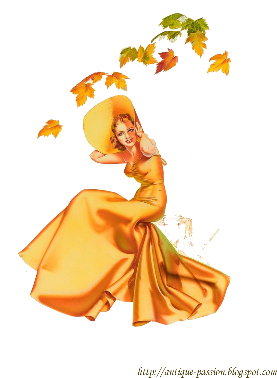 Download Clip Art Autumn Vintage Pin Up - George Petty - ClipartKey