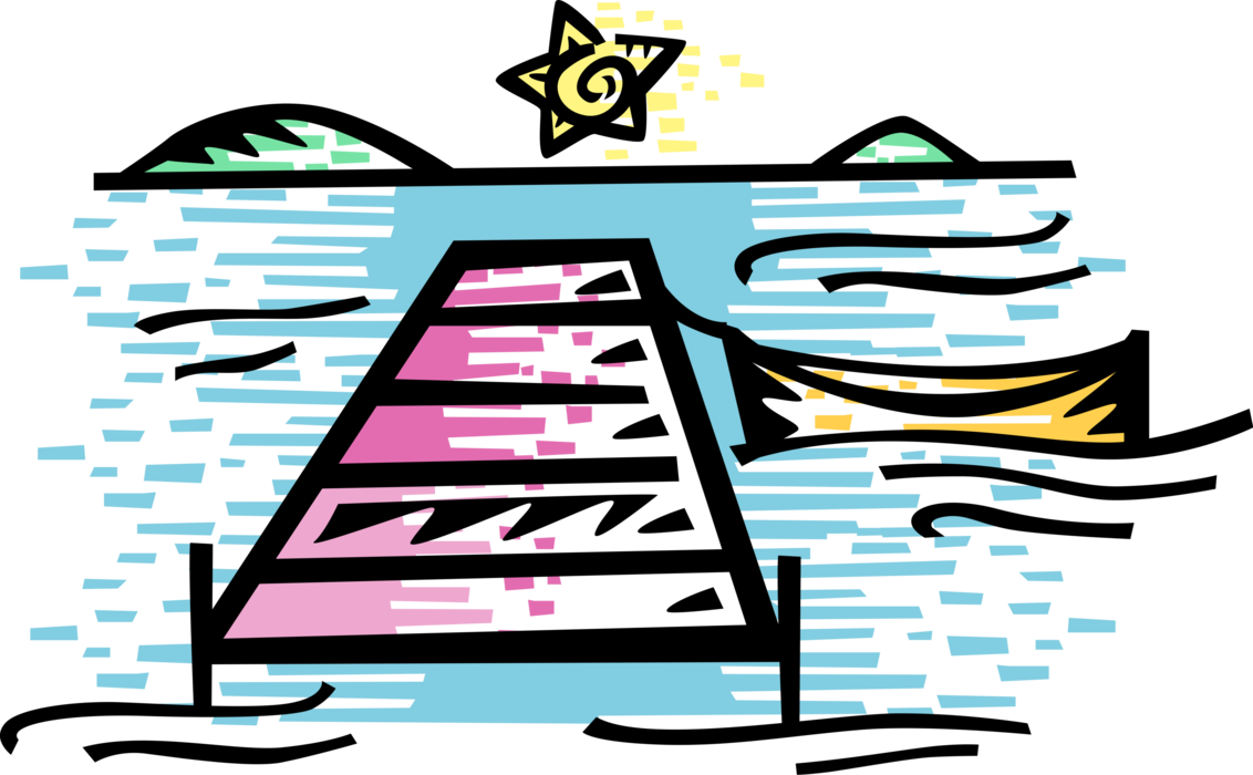 Download Vector Illustration Of Boat Dock Landing Pier At Seashore ...