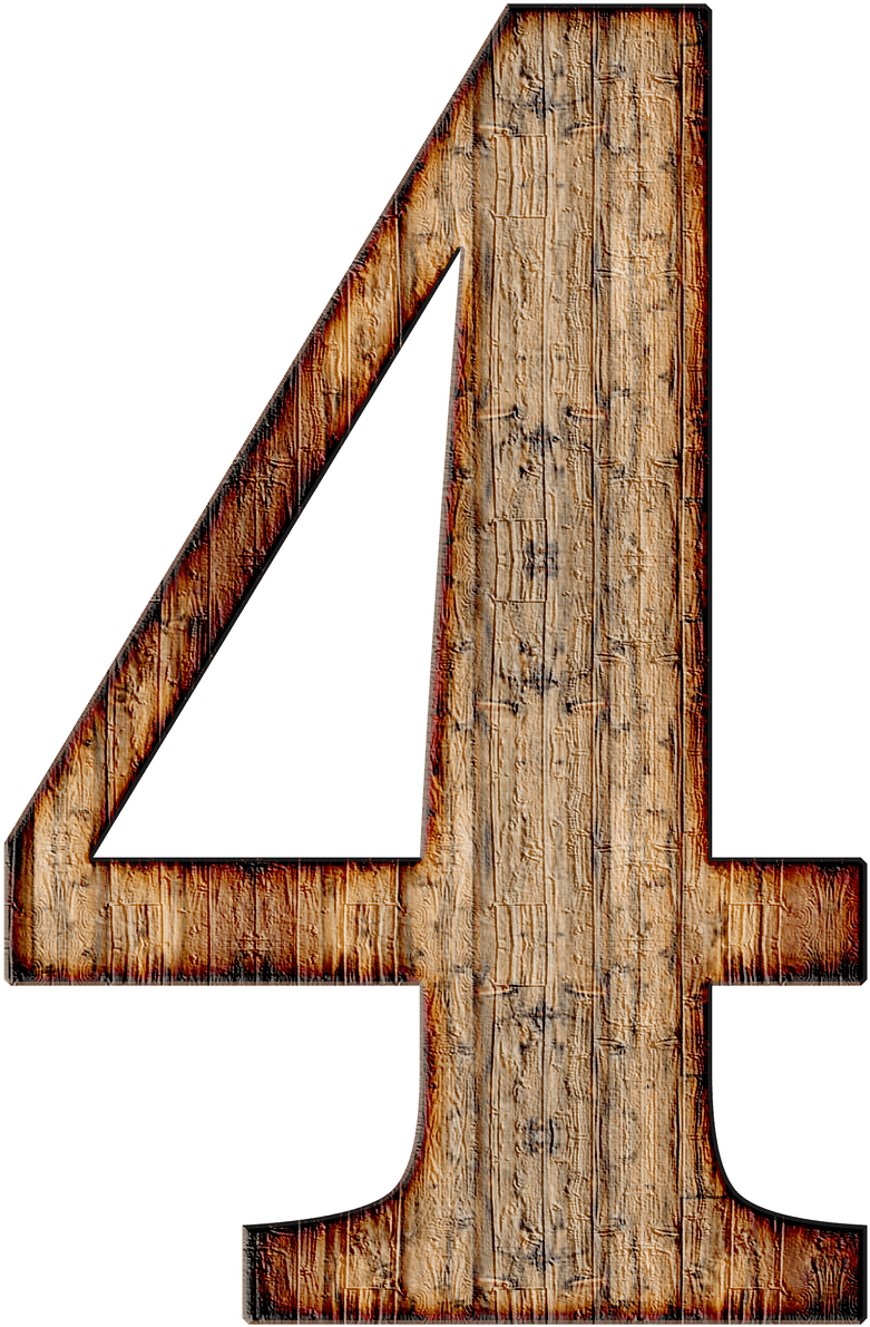 Download Wooden Number 4 Clip Arts - Wooden Number Png - ClipartKey