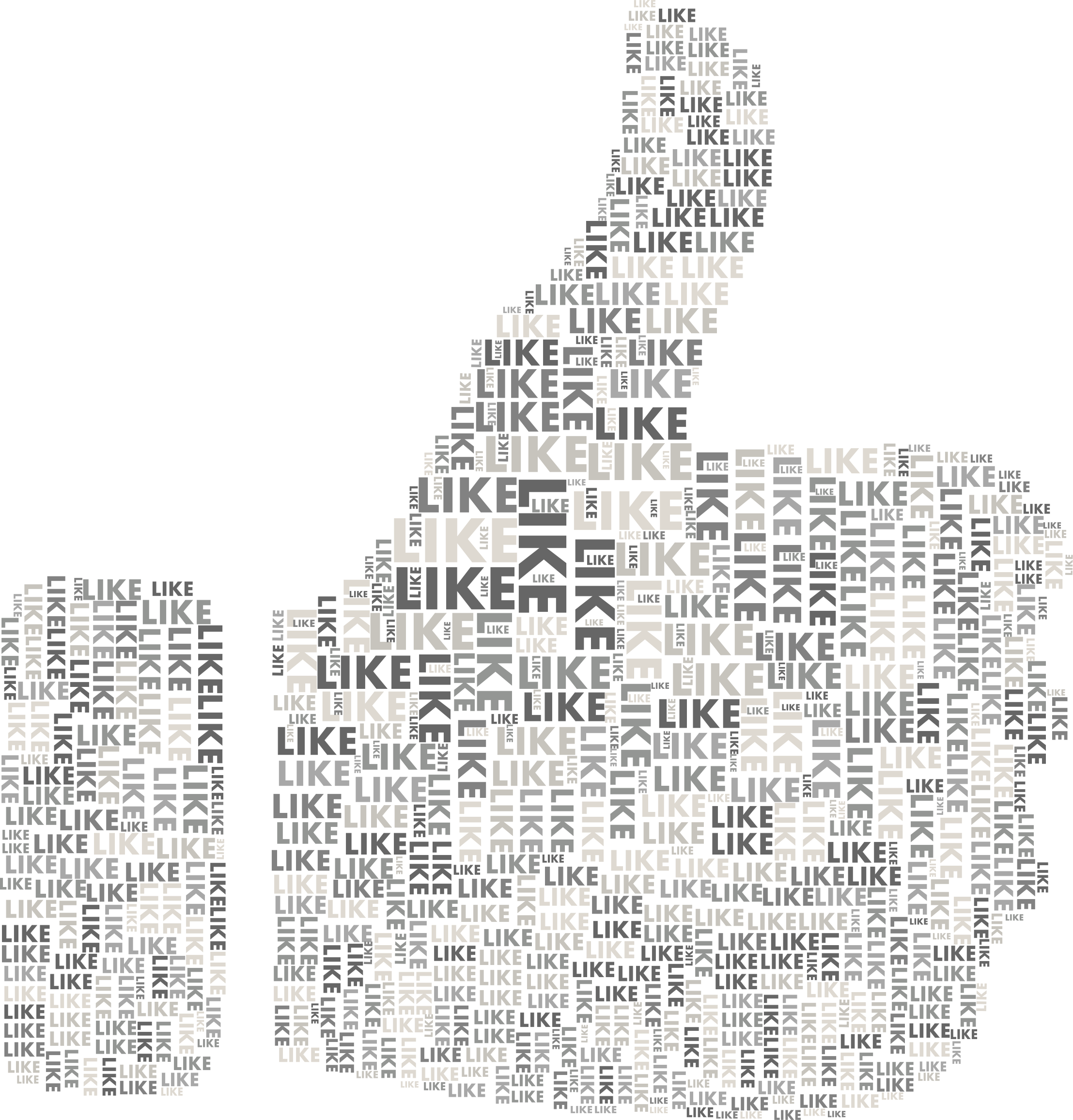 Download Thumbs Up Word Cloud Grayscale - Word Cloud Like - ClipartKey