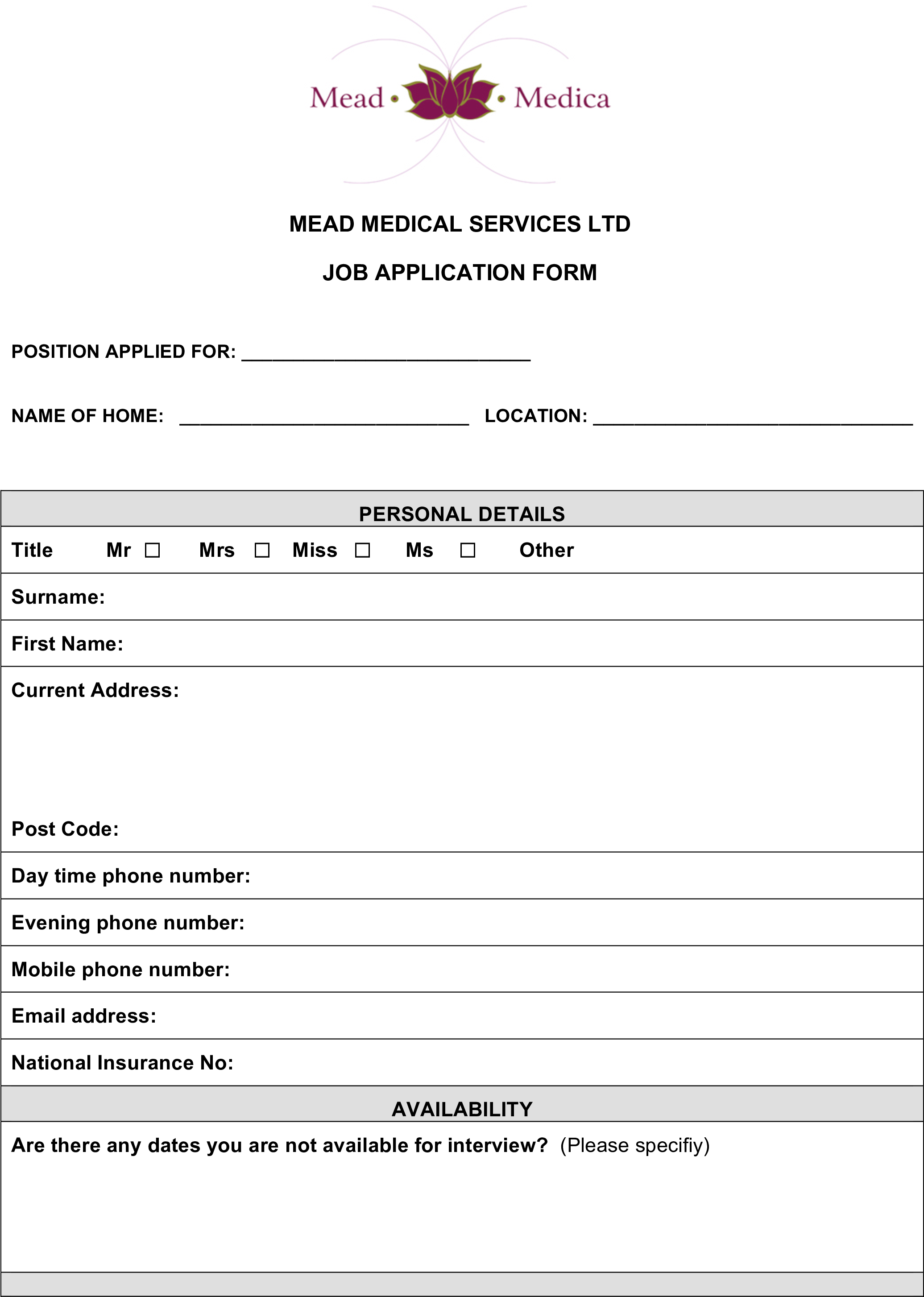 Download Clip Art Job Application Template - Job Application Form ...