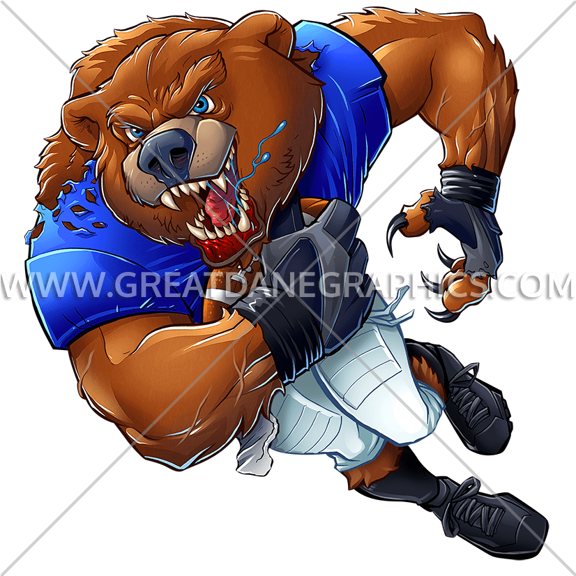 Download Clipart Football Bear - Bear Football Player Cartoon - ClipartKey