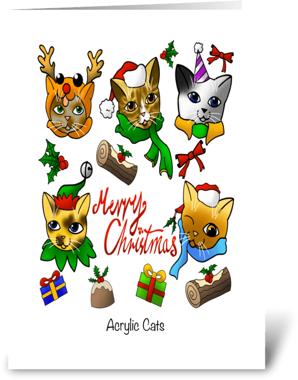 Download Merry Christmas Cats Greeting Card - Cartoon - ClipartKey