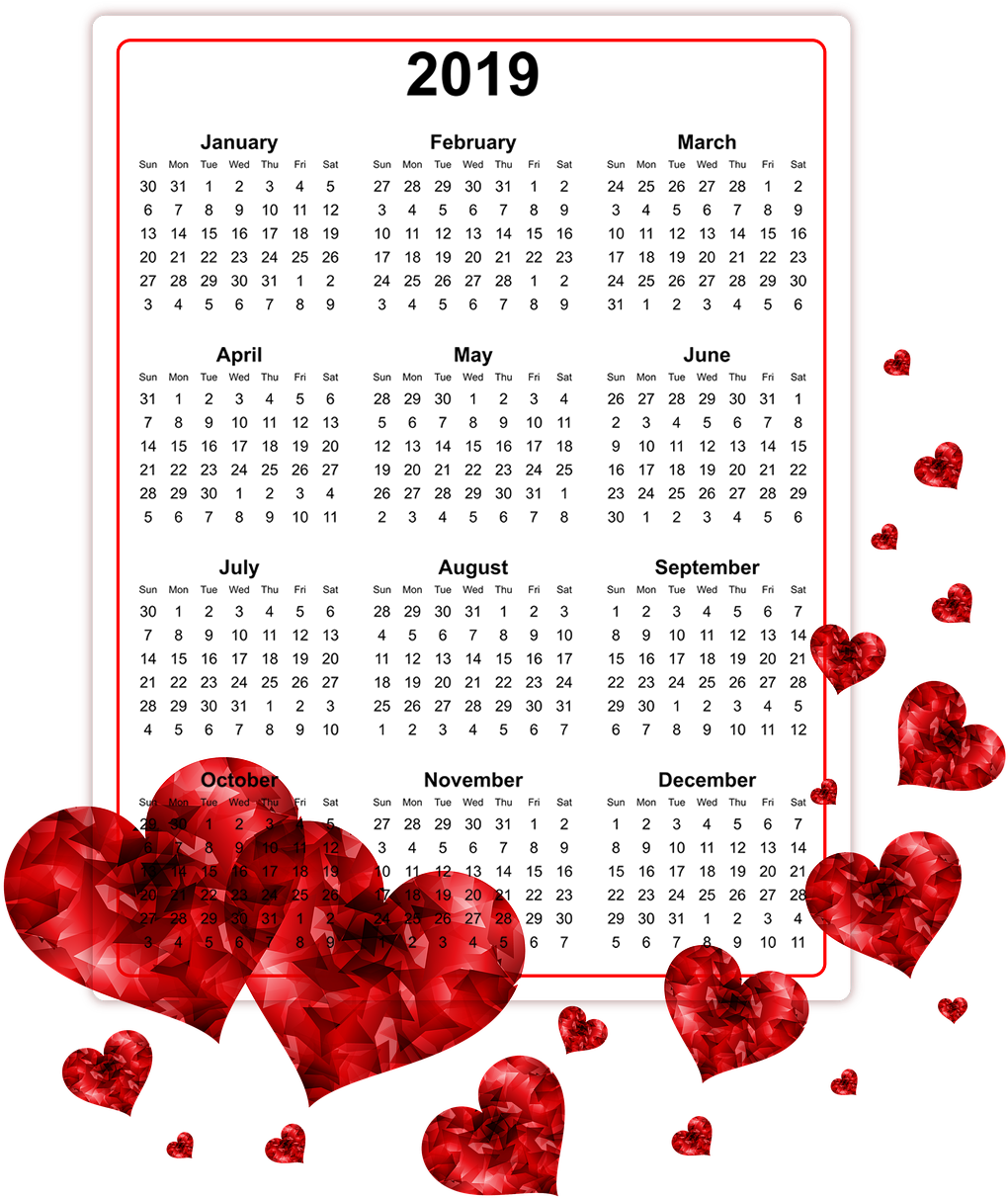 Download Download 2019 Printable Calendars - Love Photo Frames Png ...