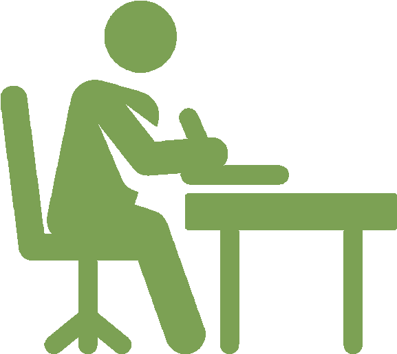 Download Writing Green - Stick Figure At Desk - ClipartKey