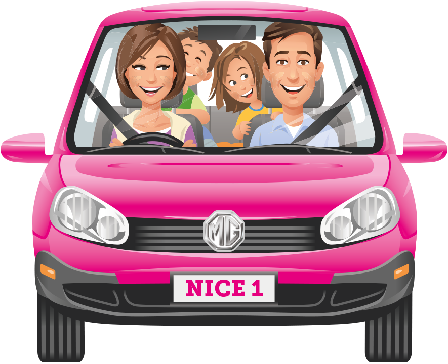 Download Transparent Pink Car Png - Driving Car Family Cartoon - ClipartKey