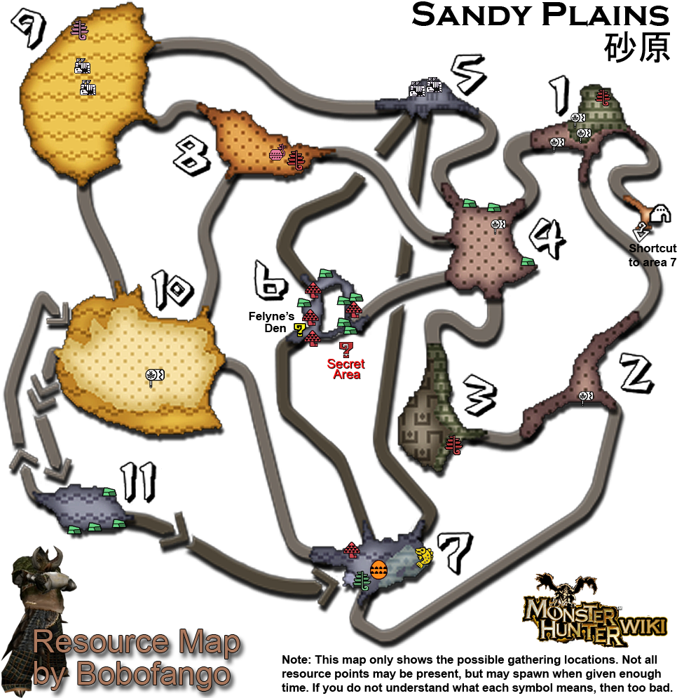 Download Transparent Ice Crystals Png - Sandy Plains Map Mh3u - ClipartKey