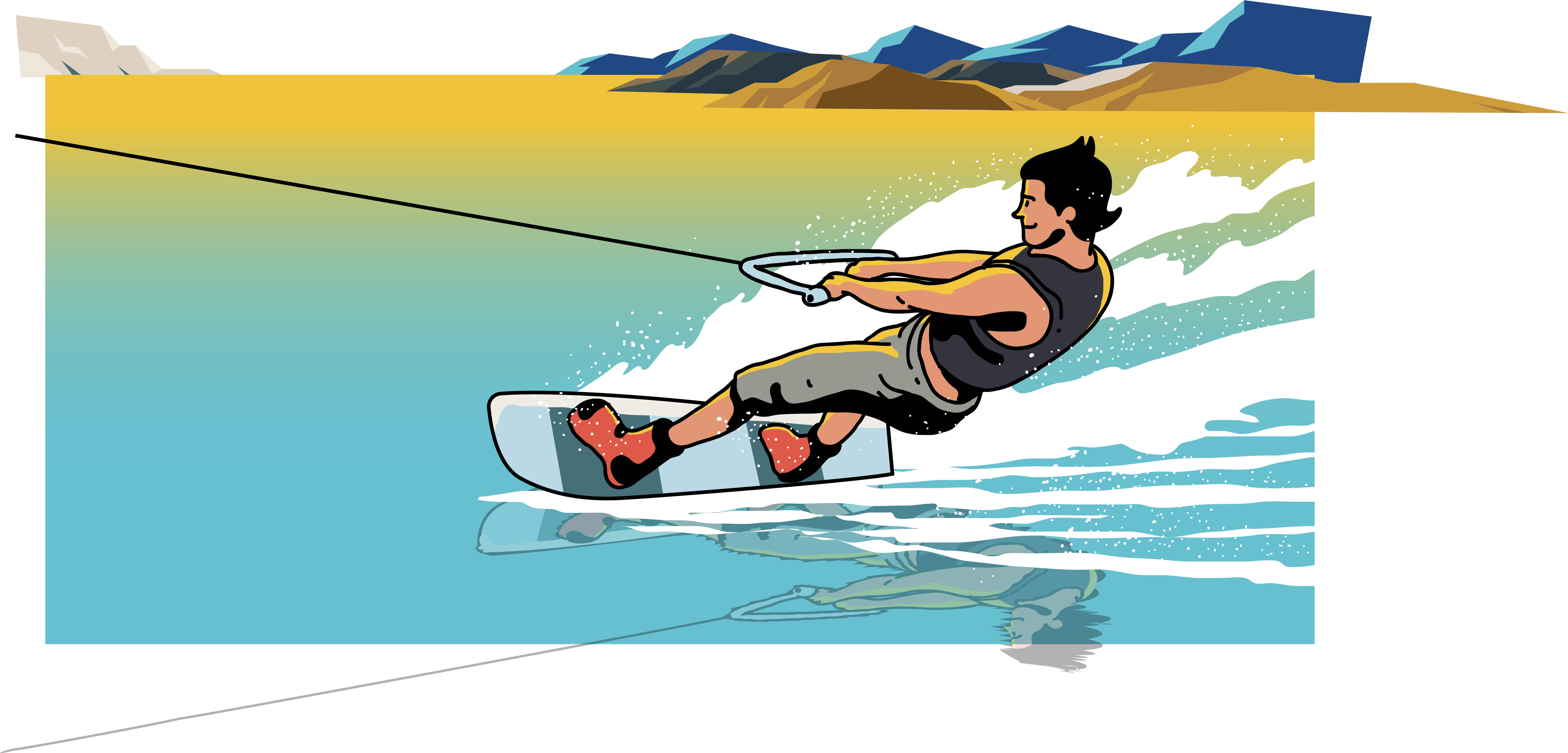 Download Wakeboarding Kitesurfing Cartoon Illustration - Extreme Sport ...