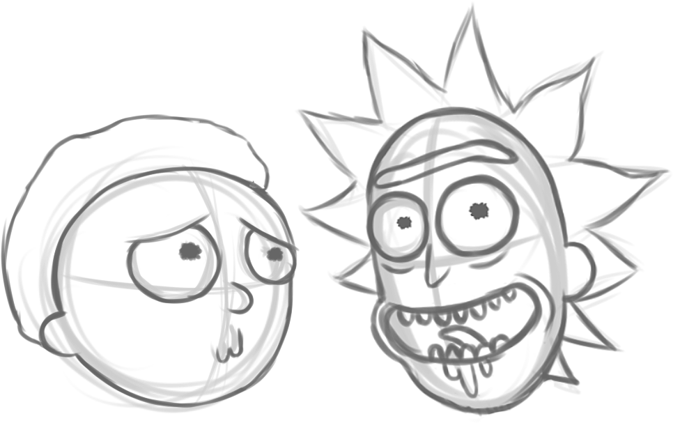 Download Rick N Morty Sketch By Alexanderthepanda - Rick And Morty Face ...