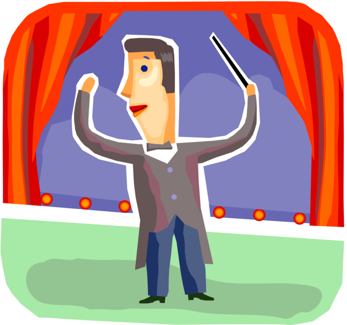 Download Vector Illustration Of Symphony Orchestra Conductor - Cartoon ...