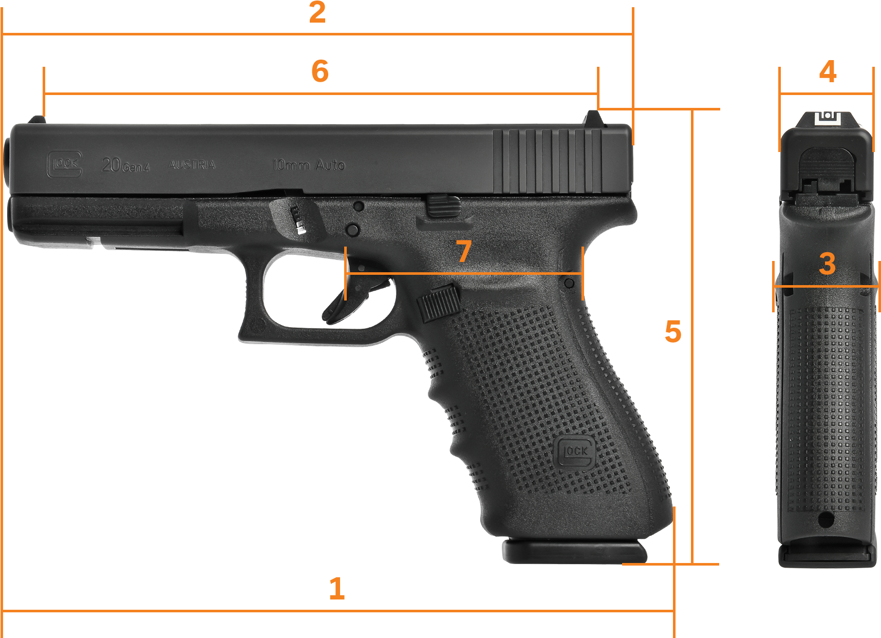 Download Glock 17 Dimensions - ClipartKey