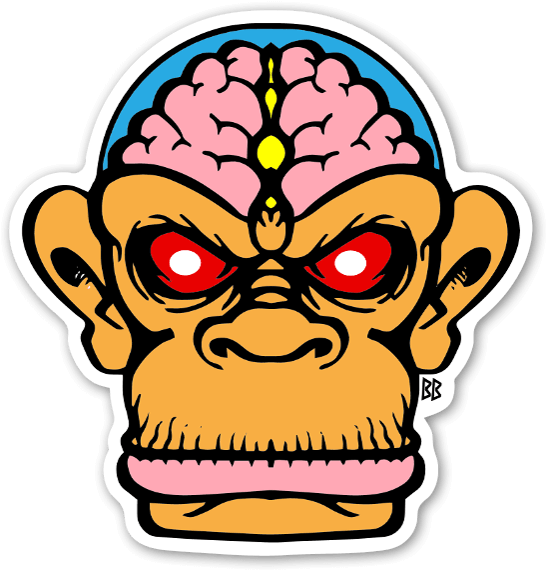 Download The Brain Chimp Custom Sticker - Calcomanias Png - ClipartKey