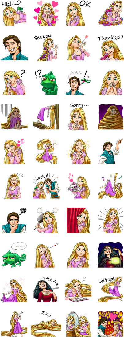 Download Tangled - Rapunzel Stickers Line - ClipartKey