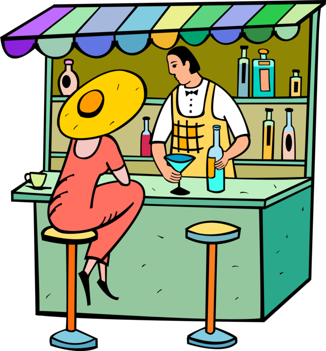 Download Vector Illustration Of Barroom Bartender Serves Alcohol ...