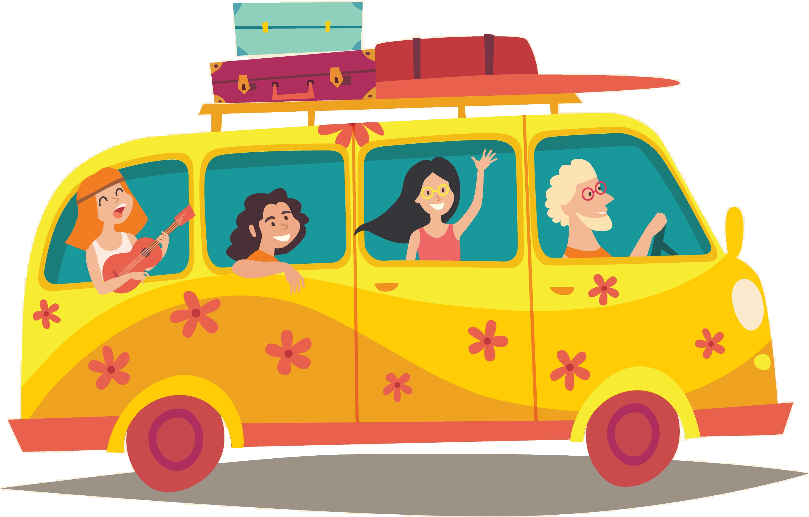 Download Bus With Happy People - ClipartKey