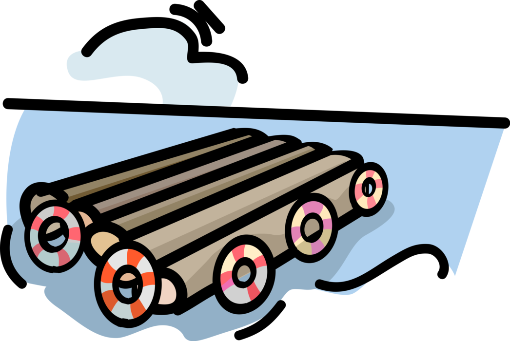 Download Vector Illustration Of Floating Log Raft Platform In - ClipartKey