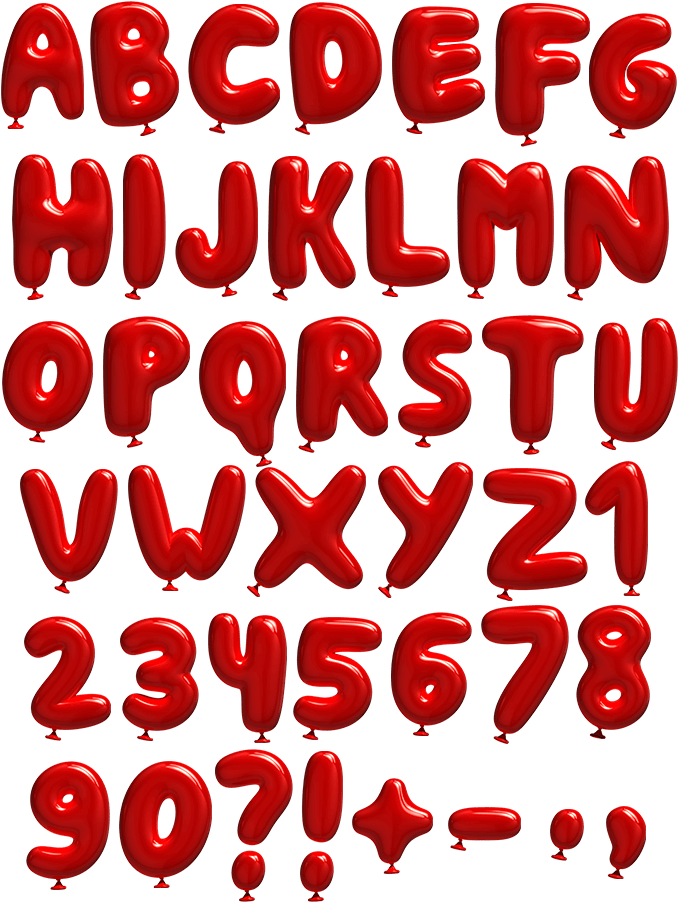 Download Red Balloons Funny Font - Red Balloon Letters Png - ClipartKey