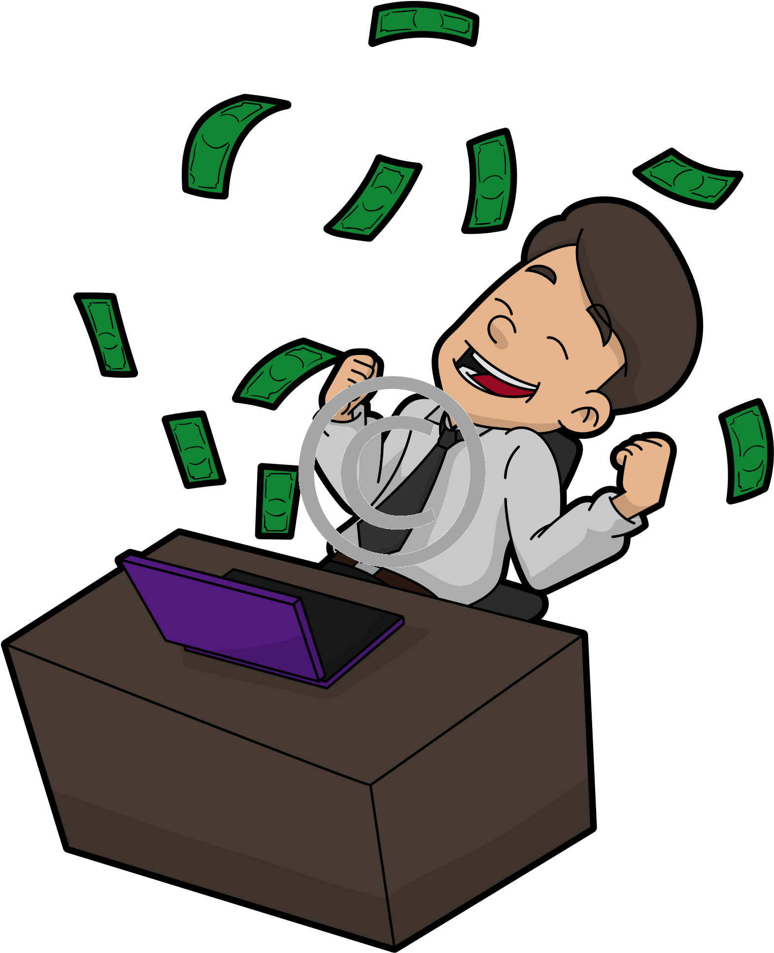 Download Animation Man Behind Desk Making Money - ClipartKey