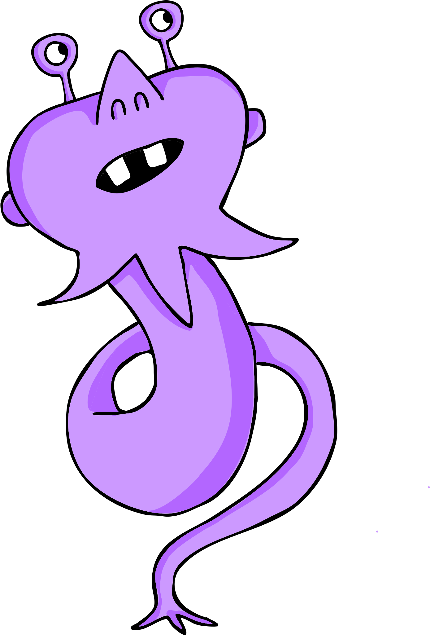 Download Drawn Alien Transparent Background - 2d Cartoon Alien Purple ...