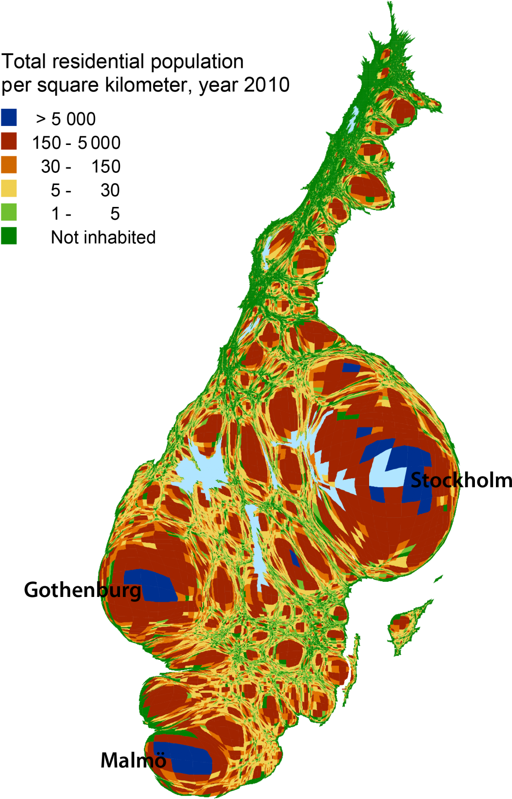 sweden population density map