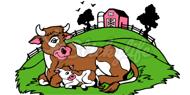 Download Mother And Calf Static Cling - Cartoon - ClipartKey