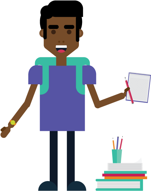 Download Student With Pencil And Notepad - Cartoon Student Holding ...