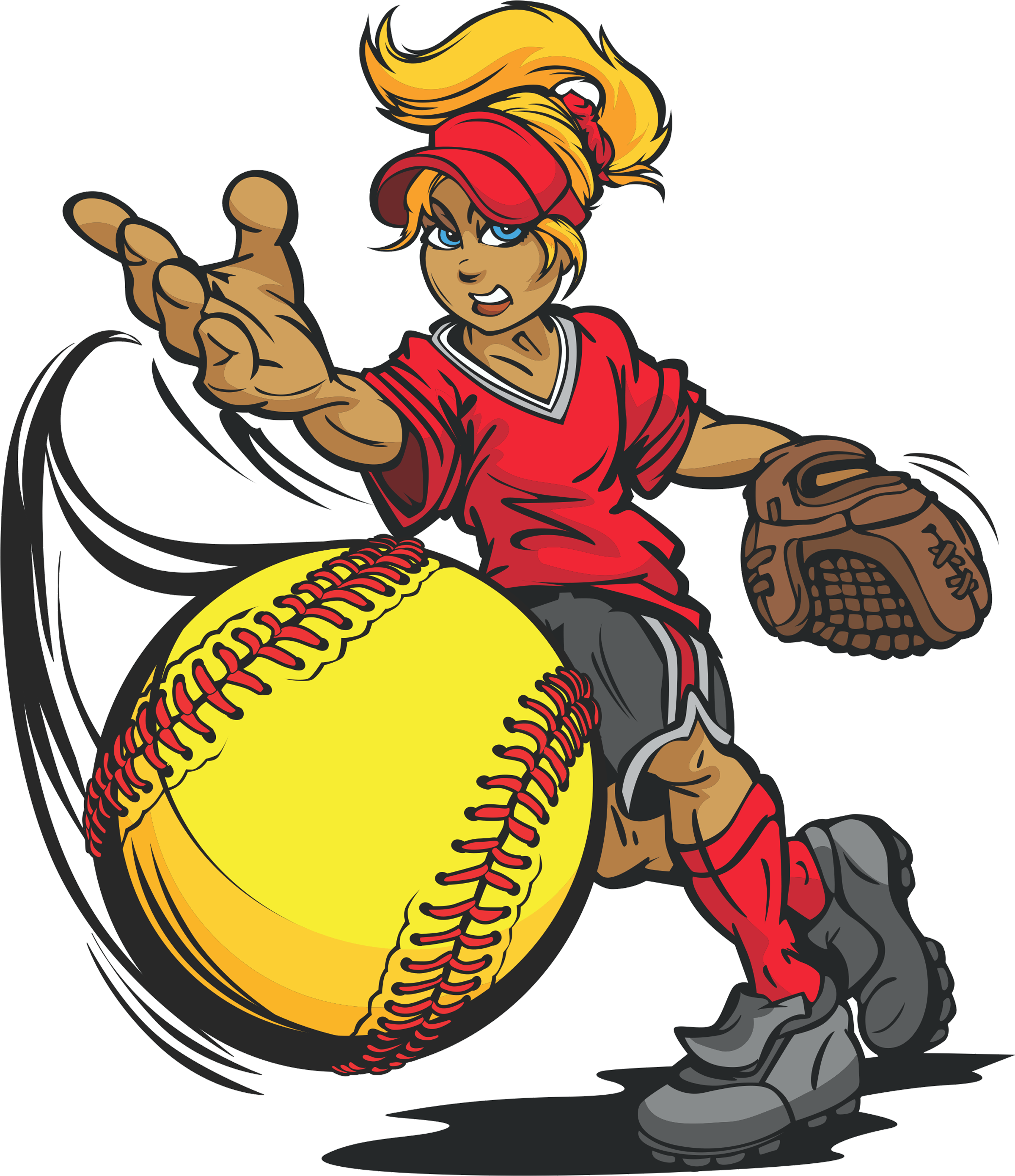 Download Transparent Softball Cartoon - Girls Softball Clipart - ClipartKey