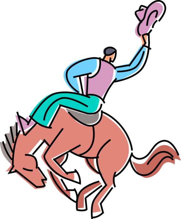 Download Vector Illustration Of Rodeo Cowboy Rides Bucking Bronco ...