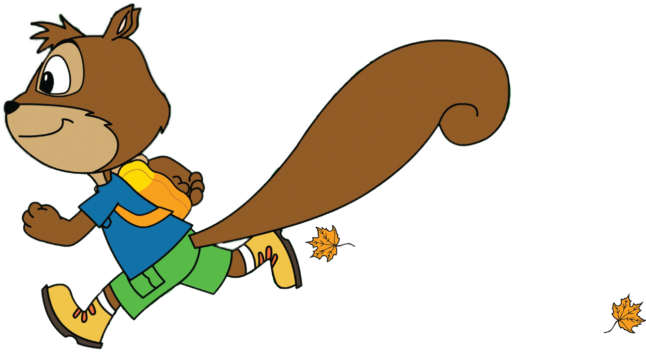 Download Chipper Running With Leaves - Cartoon - ClipartKey