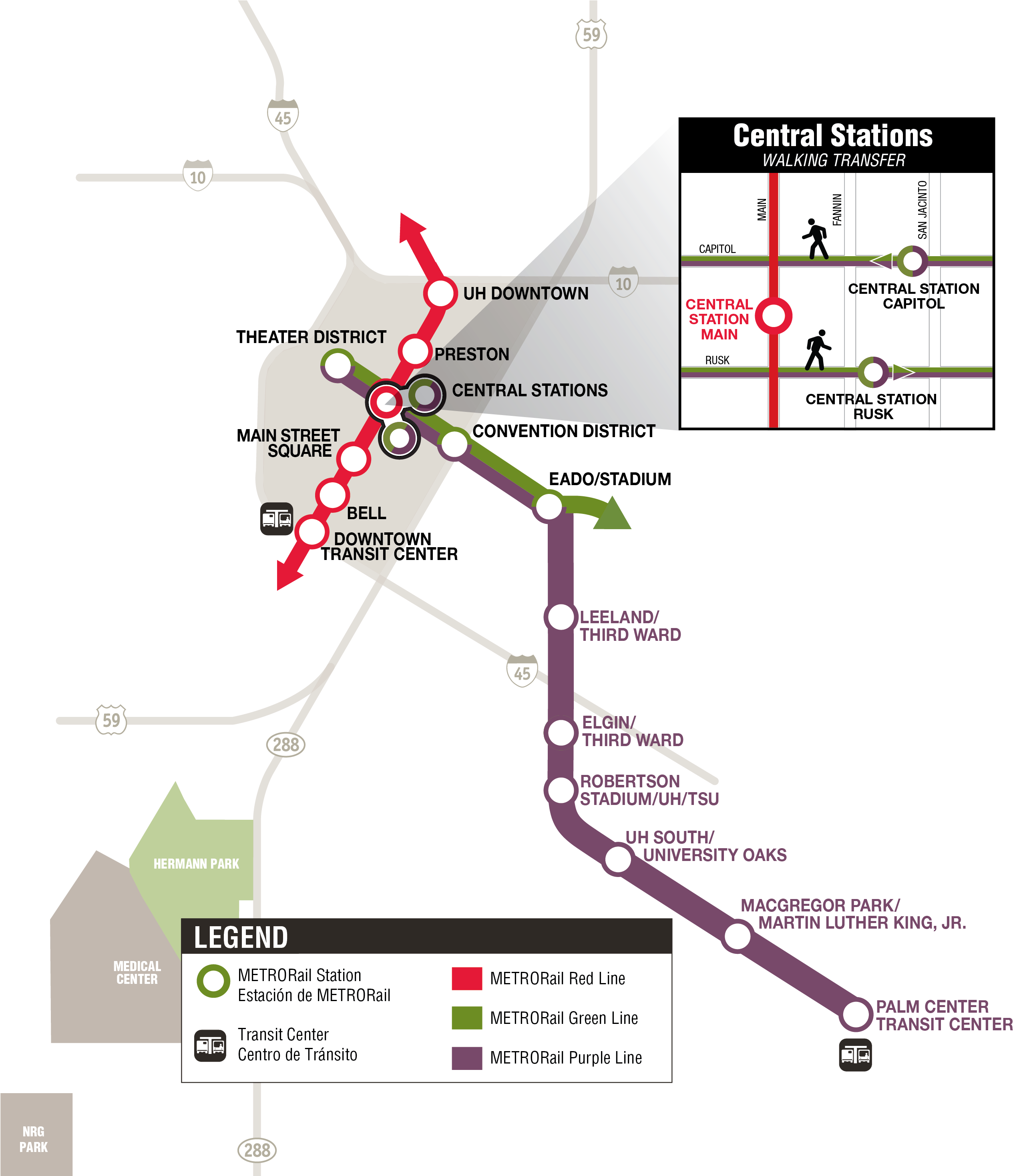 Download Houston Rail Map - Metrorail Map Houston - ClipartKey