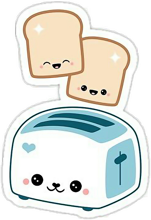 Download Cute Little Toaster - Kawaii Toast And Toaster - ClipartKey