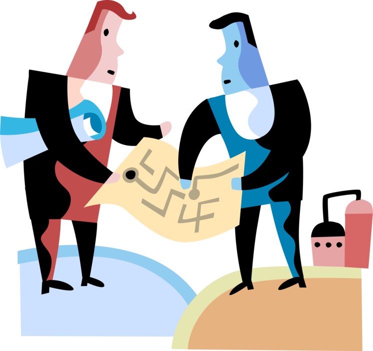 Download Vector Illustration Of Architect Designer With Blueprint ...