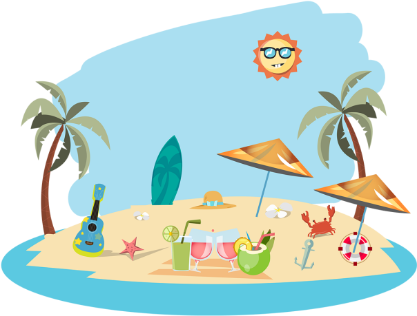 Download Clip Art Summer With Elements Hot - Beach Illustration Png ...