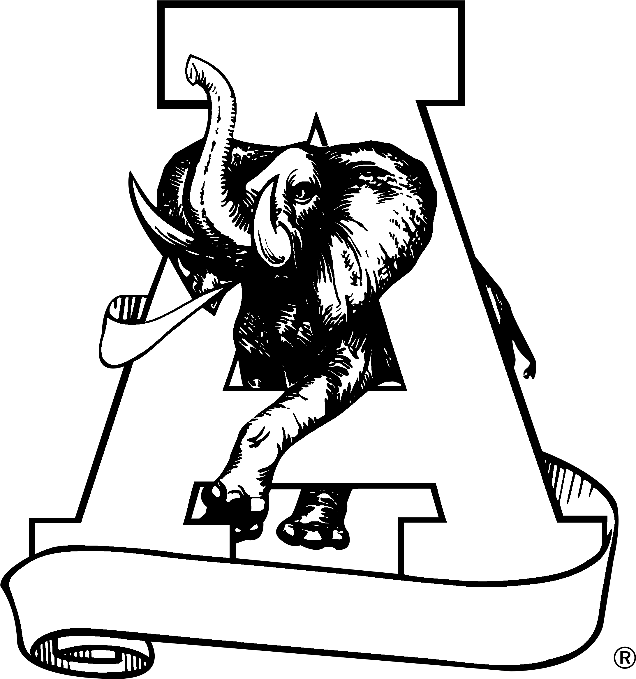 Download Transparent Roll Tide Clipart Free - Black And White Alabama ...