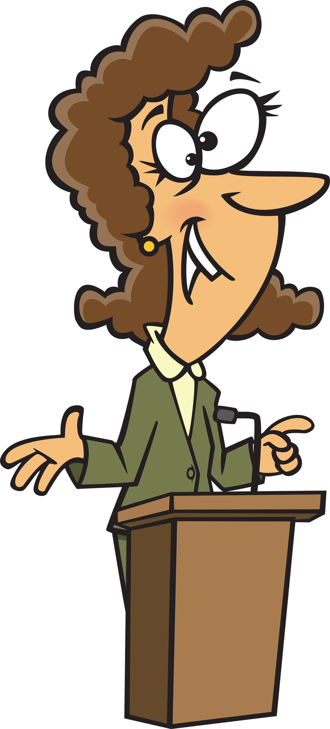 Download A Lady Speaking At A Podium - Cartoon - ClipartKey