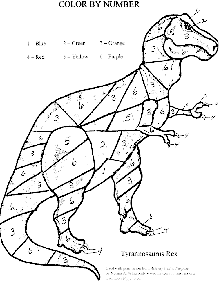 Download Transparent T Rex Clipart - Dino Color By Number - ClipartKey