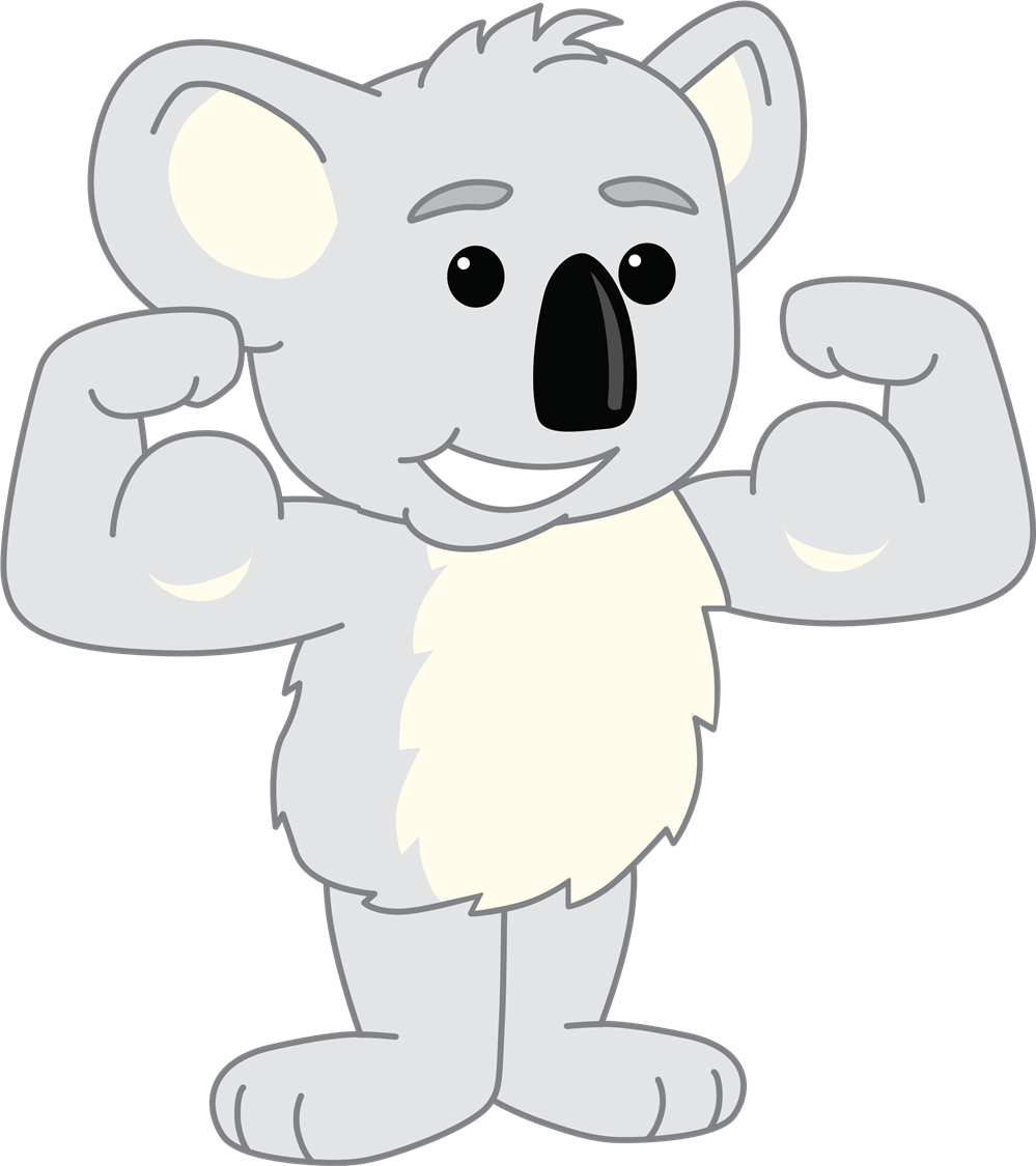 Download Koala Flexing Muscles - Cartoon - ClipartKey