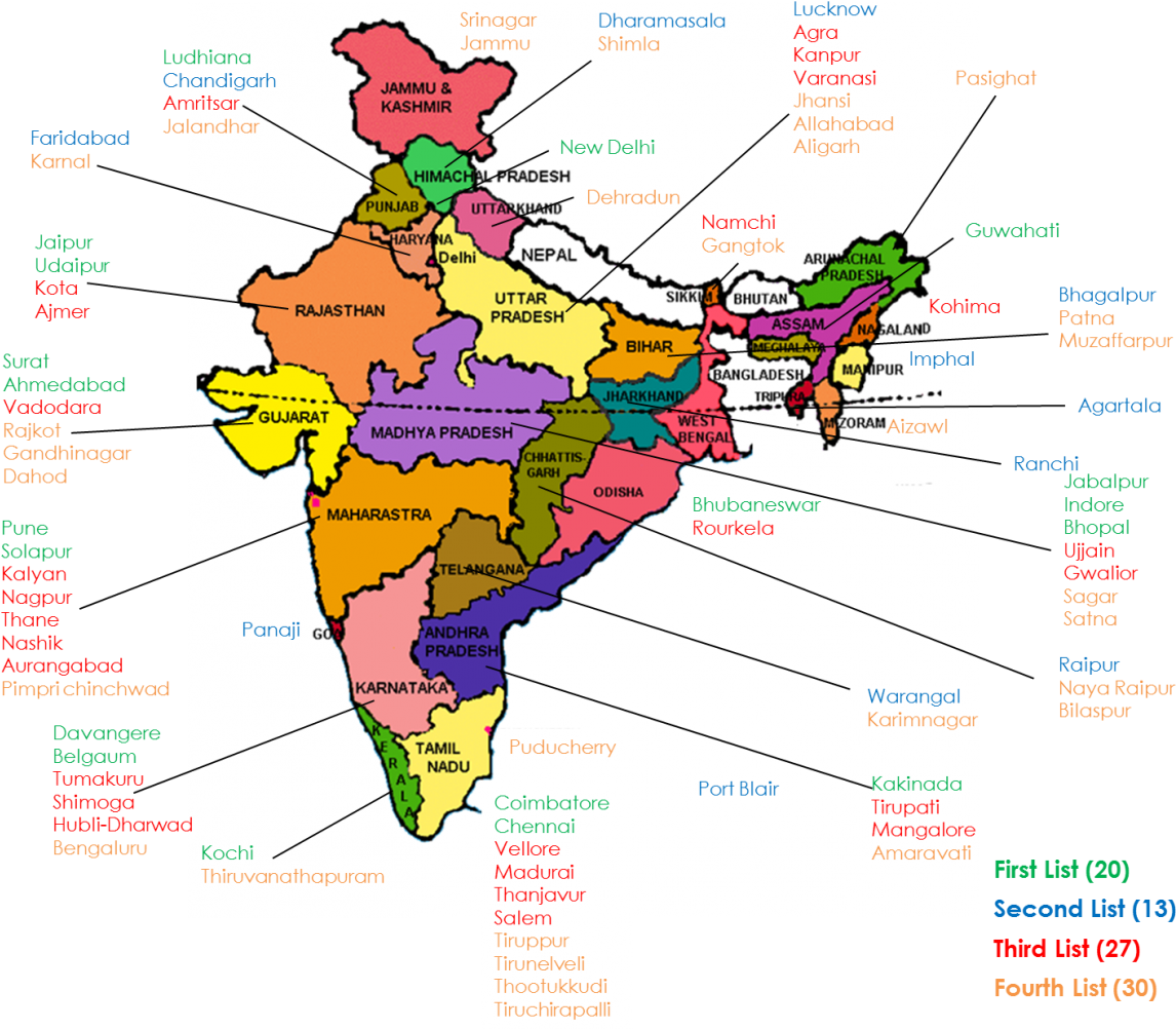 Download Transparent India Map Png - Marked Political Map Of India ...