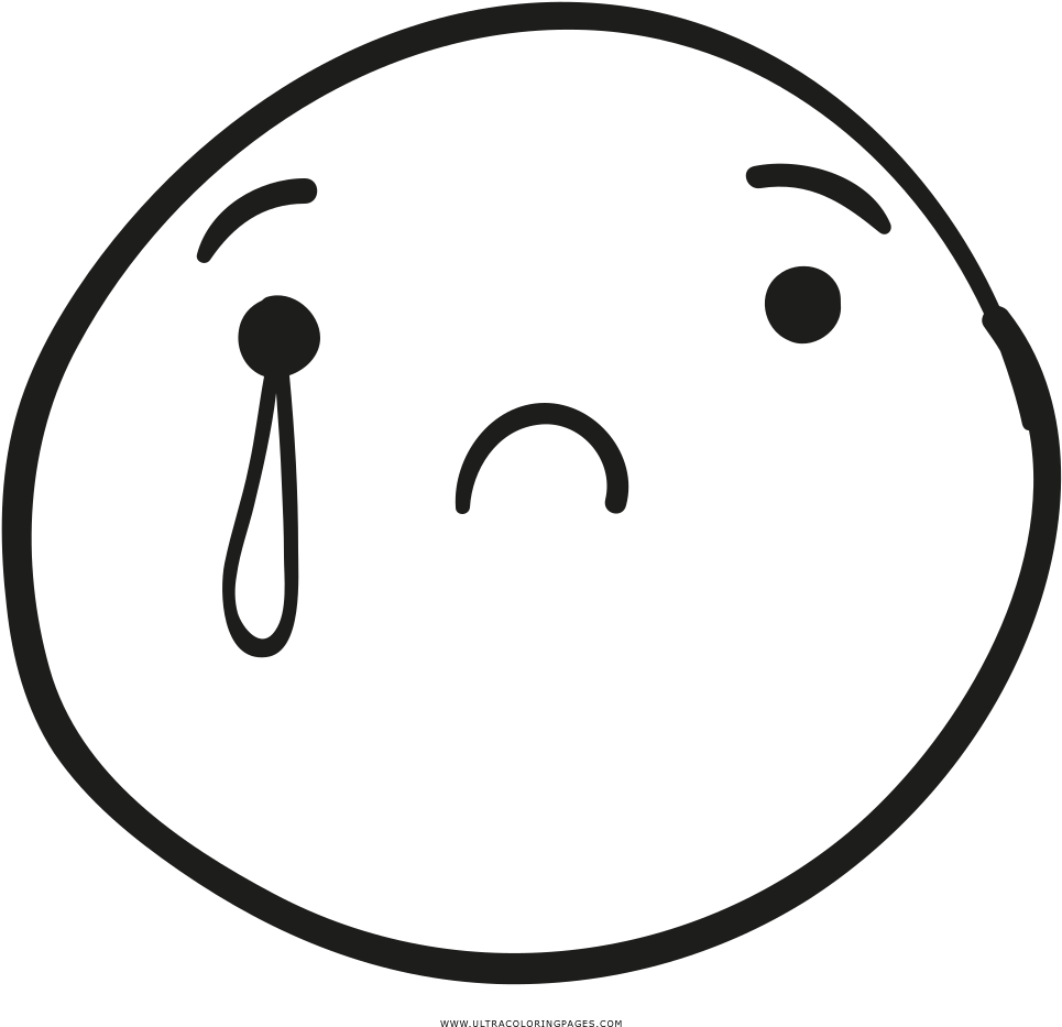 Download Crying Face Coloring Page - Circle - ClipartKey