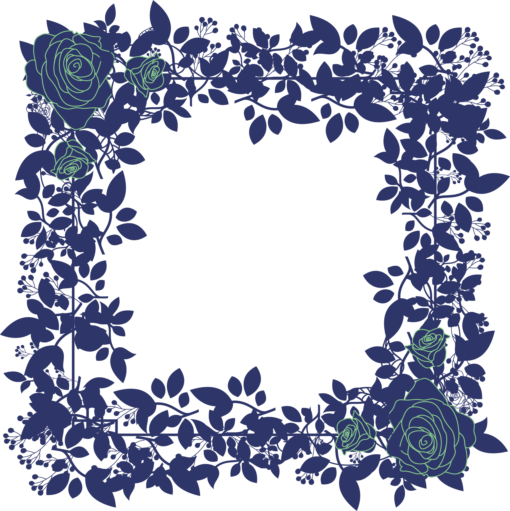 Download Blue Roses Border - Navy Blue Flower Border Png - ClipartKey