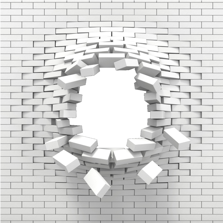 Download Ftestickers Background Wall Brick Hole White Brick Wall Blowing Up Clipartkey