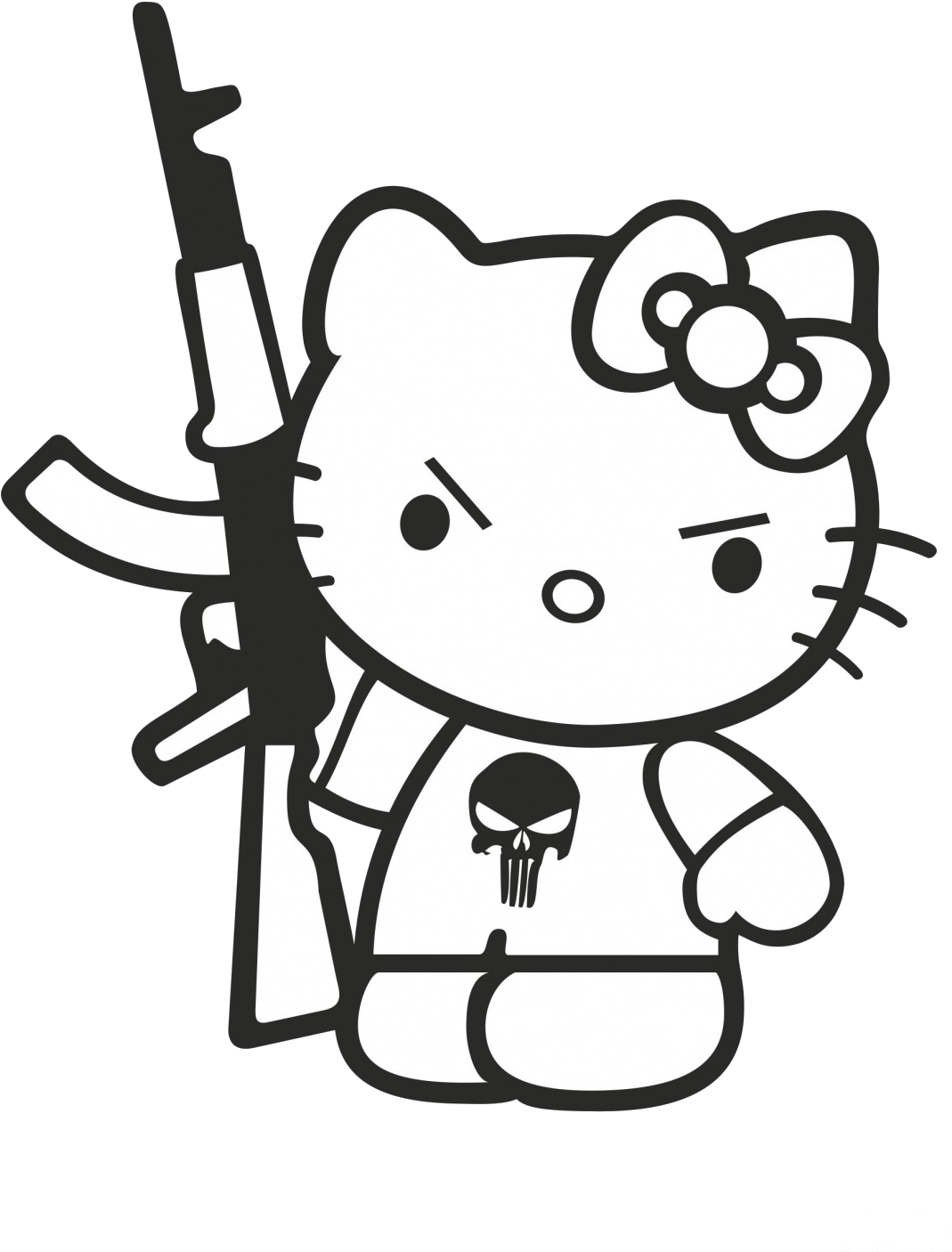 Download Clip Art Sticker Firearm Ak Transprent - Hello Kitty With Gun ...
