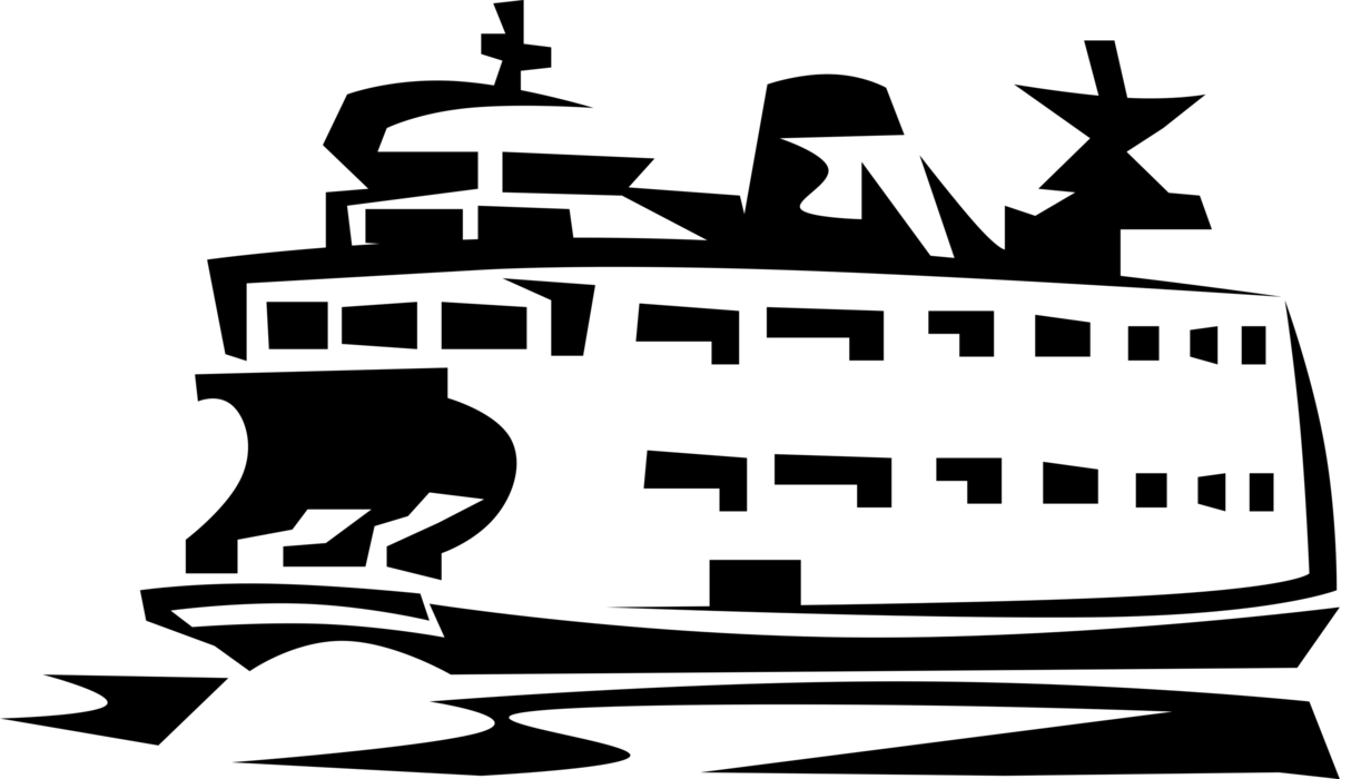 Download Vector Illustration Of Ferry Or Ferryboat Watercraft - Ferry ...
