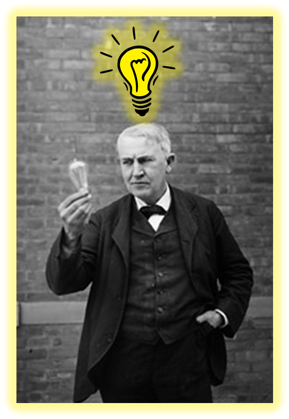 Download Thomas Alva Edison With Bulb - ClipartKey