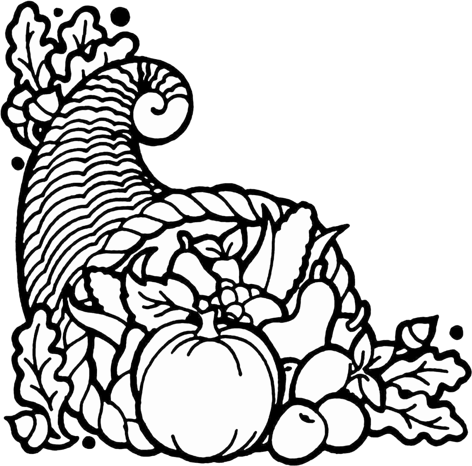 Download Cornucopia Thanksgiving Black And White Transparent ...